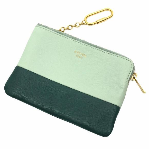 Celine | Accessories | Celine Celine Bicolor Coin Case Wallet Green ...